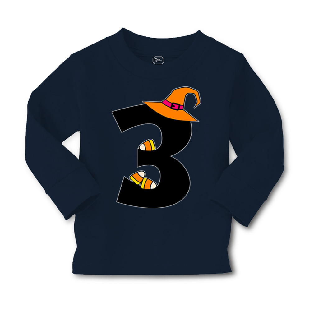 Kids Long Sleeve T Shirt Halloween Number 3 with Hat Cotton Girls ...