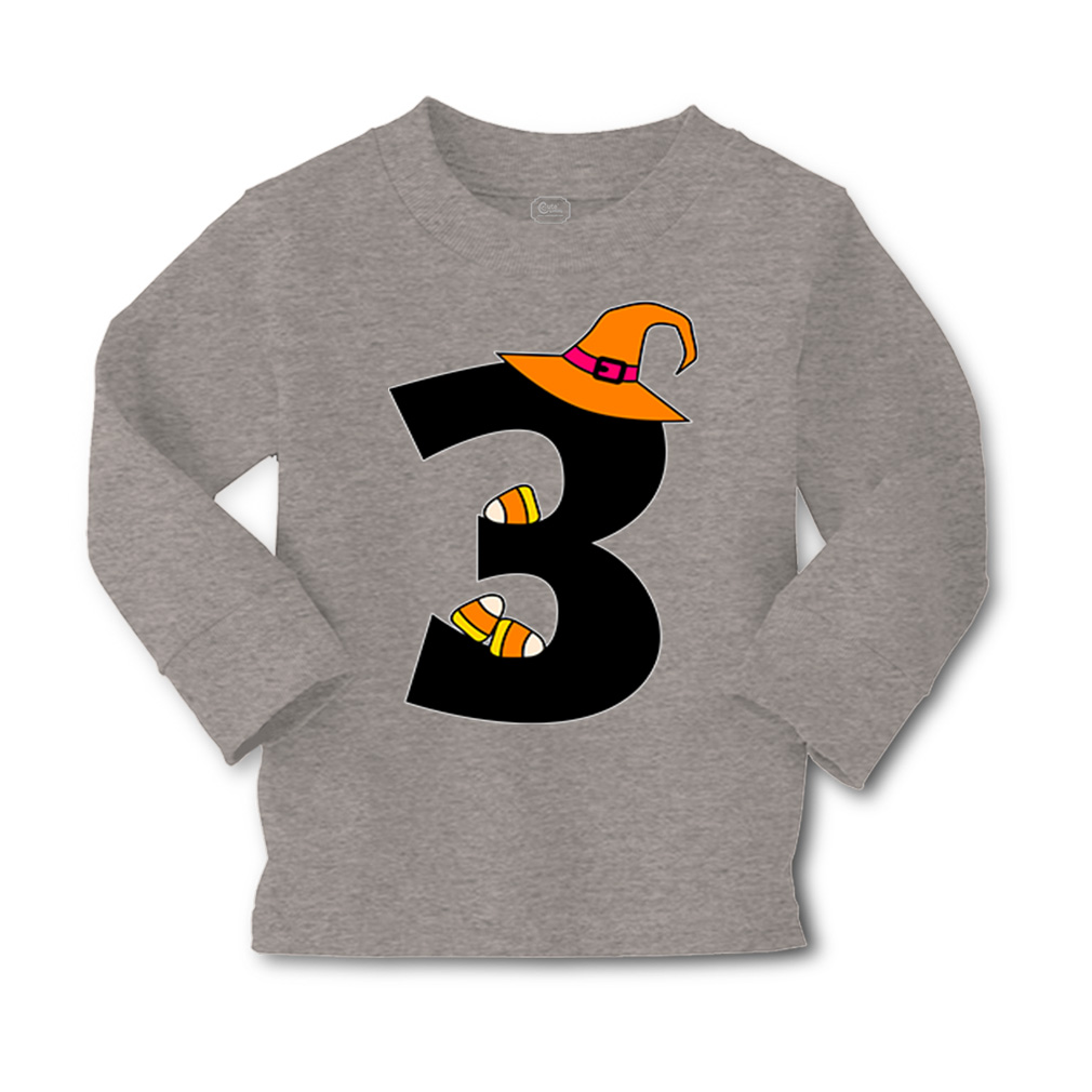 Kids Long Sleeve T Shirt Halloween Number 3 with Hat Cotton Girls ...